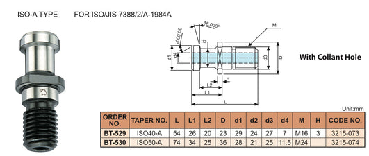 Pull Studs ISO-A Type για ISO JIS 7388 2 A — Όργανα Μέτρησης